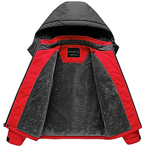 CREATMO US Boy's Winter Ski Jacket Windbproof Waterproof Snow Parka Red 14-16