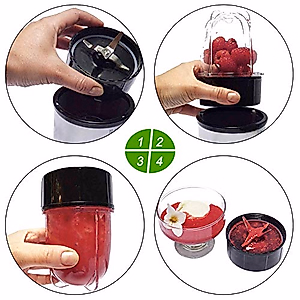 Replacement Cross Blade + 16oz Cup Set for Magic Bullet, Replacement Parts compatible with 250 W Magic Bullet MB1001 Blender