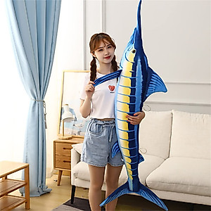 pangcangshu Big Size Simulation Fish Toys Stuffed Soft Plush Blue Marlin Makaira Mazara Pillow Toys for Kids Girls Birthday Toys Easter, Thanksgiving, Christmas, New Year's Gifts(Blue, 60cm/23inch)