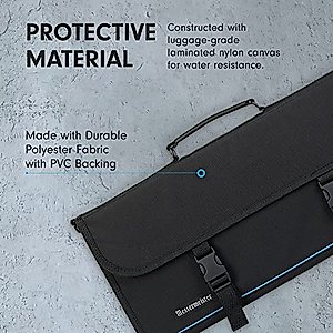 Messermeister 17-Pocket Knife Case with Large Outer Pocket, Black - 17 Elasticized, Reinforced Pockets for Culinary Tools - Holds Up to 18” Knives - Functional, Stylish & Durable