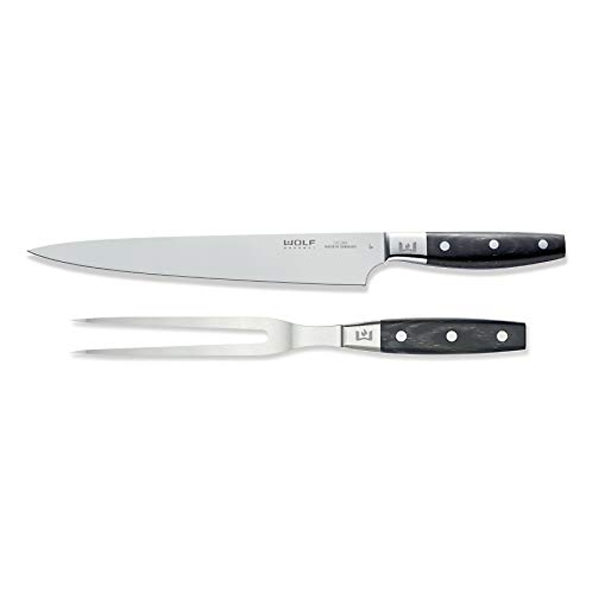 WOLF GOURMET Carving Knife and Fork Set, Ergonomic for Comfort and Control, Forged High-Carbon Stainless Steel, Durable (WGCU211S)