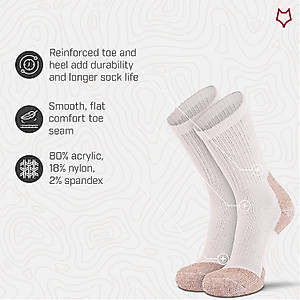 FoxRiver Womens Steel -Toe Heavyweight Work Crew (2 Pair Pack) Socks, White, Large US