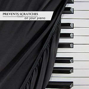 Explore Land Stretchy 88 Keys Piano Keyboard Dust Cover with Music Stand Opening for Digital Electronic Piano (88, Black)