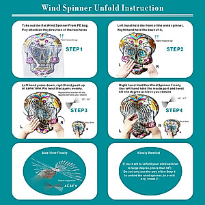 Fonmy Kinetic 3D Metal Garden Wind Spinner Unique Gifts Outdoor Decorations Quality Hanging Ornament for Home and Garden 12inch Mandala Silver Sugar Skull Wind Spinners