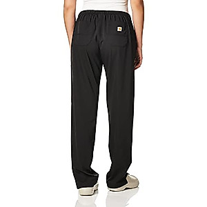 Carhartt womens Women's Flat Front Straight Leg Medical Scrubs Pants, Black, Large US