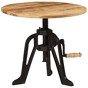 Modern end Table, Side Table, Decorative Table, Suitable for Living Room and Bedroom，Side Table 23.6" x(16.5"-24.4") Solid Wood Mango and Cast Iron