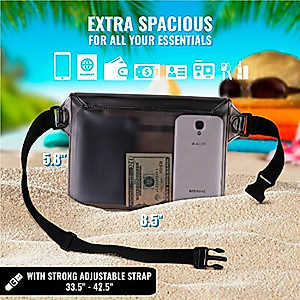 AiRunTech Waterproof Pouch with Waist Strap (2 Pack) | Adjustable Waterproof Dry Fanny Bag for Boating Swimming Kayaking Surfing | Beach Cruise Travel Accessories Essentials Vacation Must haves
