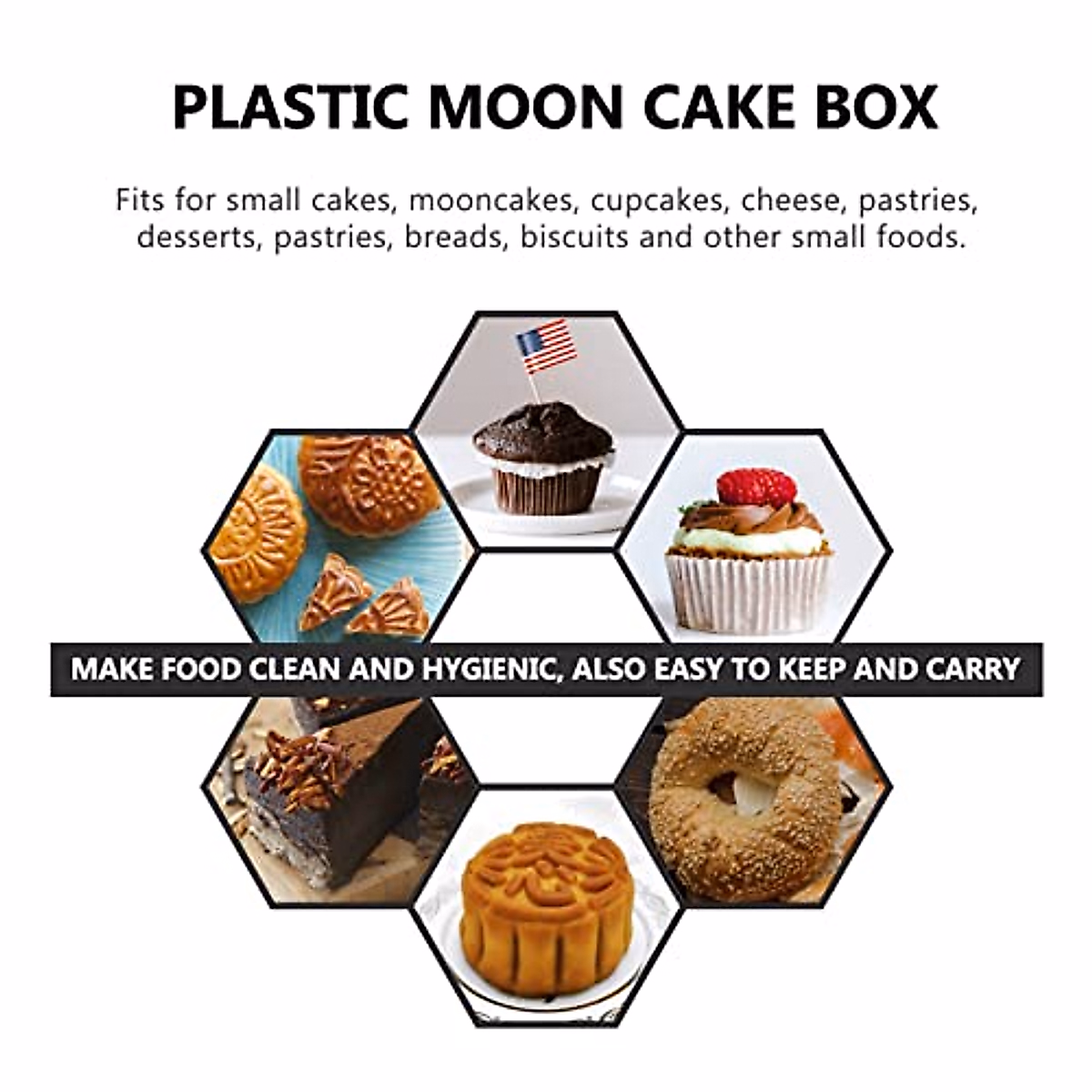 DOITOOL 150 Pcs Plastic Square Moon Cake Boxes Cupcake Boxes Plastic Mini Cake Box Golden Packing Box Cheese Pastry Display Holder for Wedding Birthday Christmas Party Supplies (2.16x2.16inch)