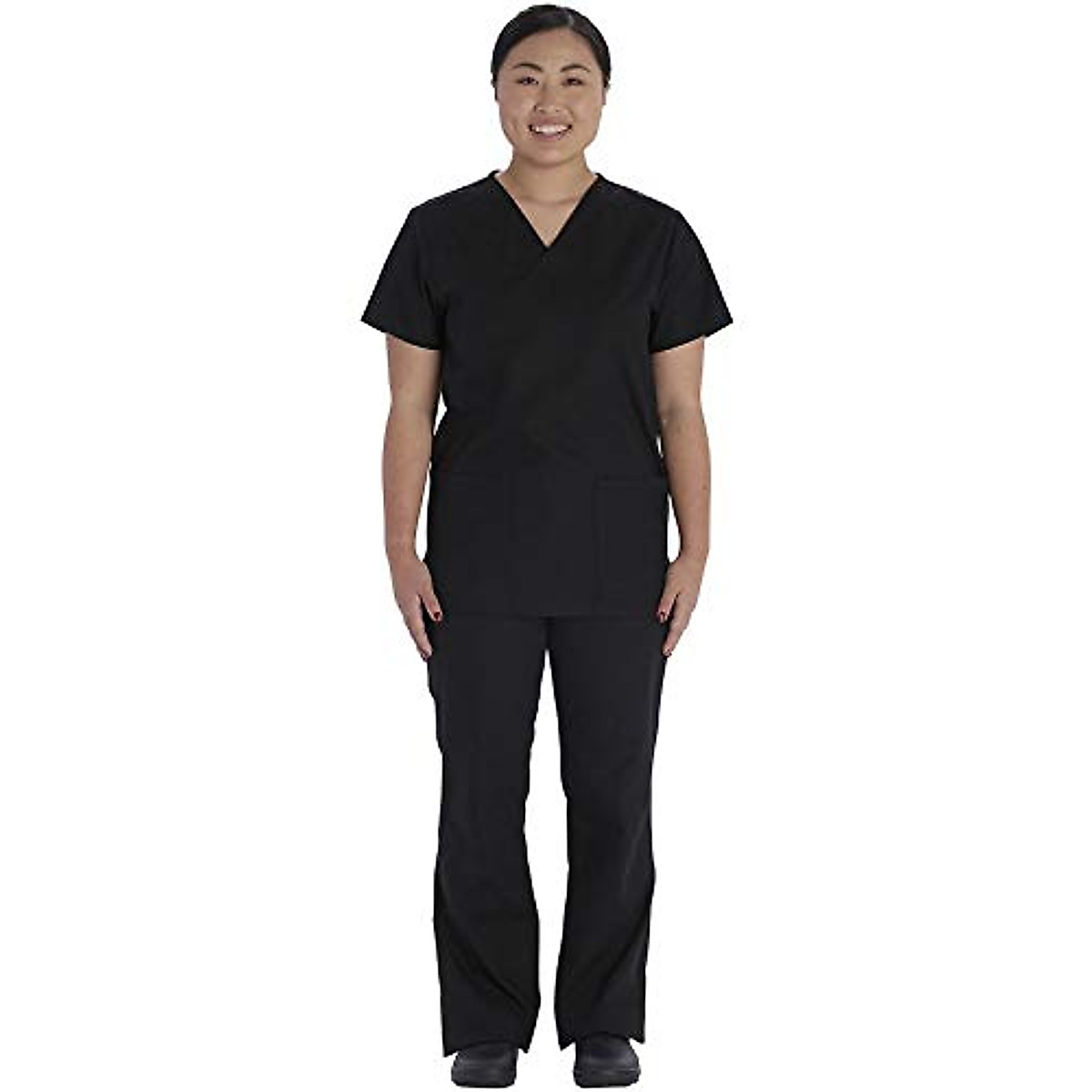 Vital Threads Men and Women Scrubs Set V-Neck Top & Drawstring Pant, VT509C, M, Black