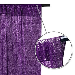 BEDDEB Purple Sequin Backdrop Curtain, 2PCS 2FTx8FT Glitter Backdrop Curtain for Christmas, Birthday, Wedding, Party Decoration