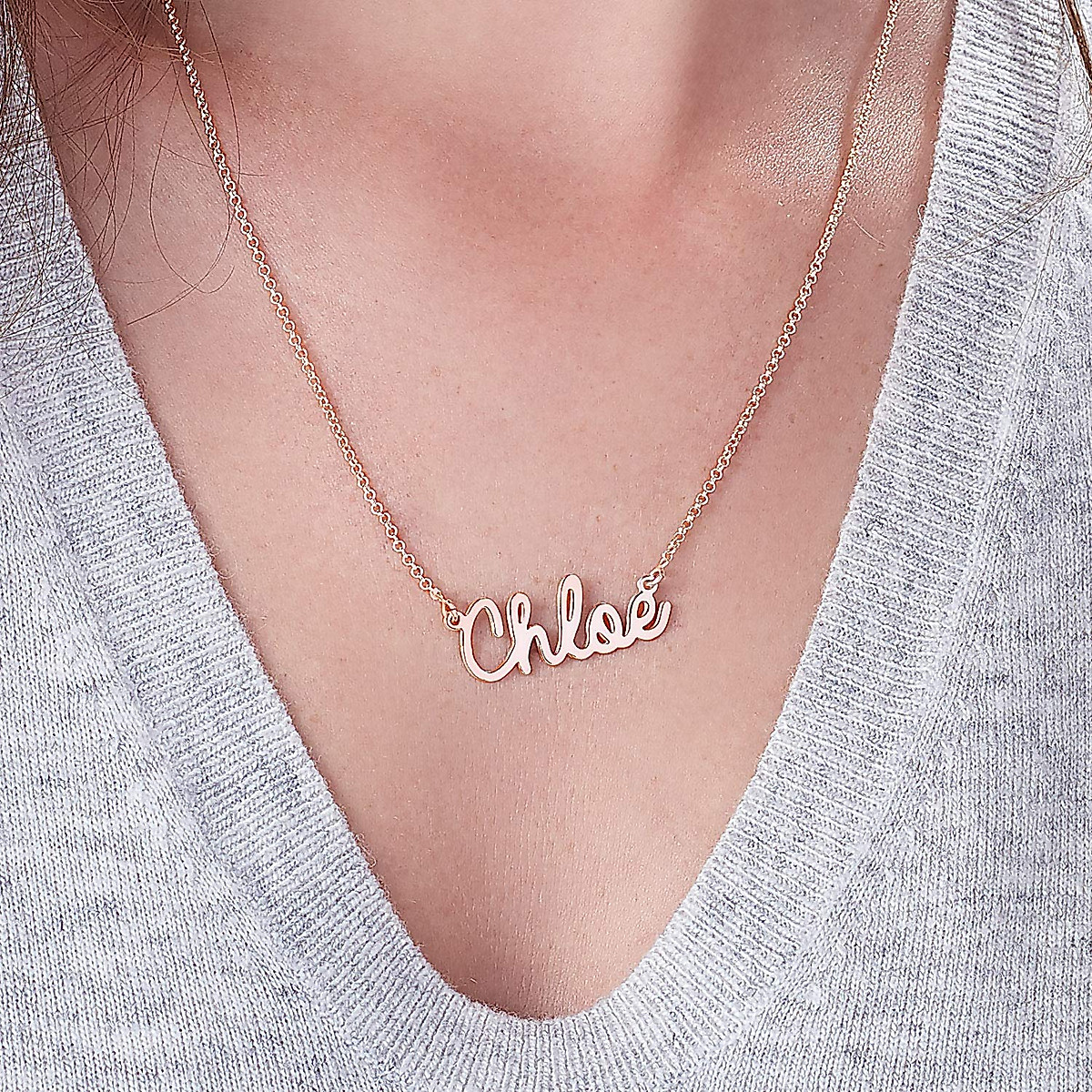 MyNameNecklace Personalized Cursive Name Pendant Necklace-Nameplate Christmas Jewelry Gift