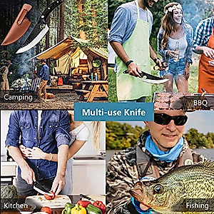 Huusk Viking Knives, Butcher Knife Black Forged Boning Knives with Sheath Japanese Fillet Meat Cleaver Knives Full Tang Japan knives Chef Knife for Kitchen, Camping, BBQ