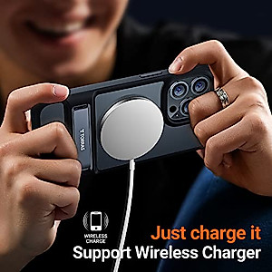 TORRAS MarsClimber for iPhone 13 Pro Max Case,[8X Military Armor-Level Shockproof] [3 Stand Ways Kickstand] Translucent Stand Cover Phone Cases for iPhone 13 Pro Max Case, Mystic Black