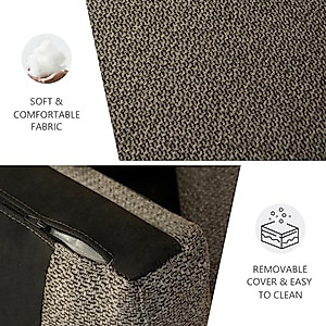 Mxfurhawa Modular Sectional Sofa with Ottoman, 128.6" Oversized L Shaped Couch with Reversible Chaise, Convertible Velvet Sleeper Couch for Living Room (Linen - Dark Grey, 4 Seat + 1 Ottoman)