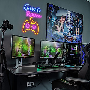 Ferghana Dimmable Neon Sign, USB Live On Air Led Signs For Bedroom Wall, Microphone Neon Lights Signs For Tiktok Youtube Twitch Streamers, Light Up Sign Gift For Studio Gaming Room Decor(GAME ROOM)