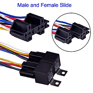 Ulincos Auto Relay U1914 with 14AWG Wire Harness, 12V DC 30/40A SPDT 5-Pin (Pack of 2)
