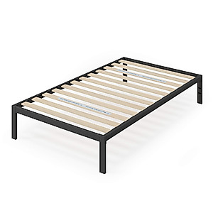 ZINUS Mia Metal Platform Bed Frame, Wood Slat Support, No Box Spring Needed, Easy Assembly, Black, 75" x 30" (Narrow Twin)
