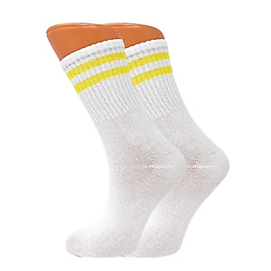 AWS/American Made Tennis Crew Socks for Women Cotton Athletic Striped Extra Thin 6 Pairs Shoe Size 5 to 10 (Style 1)