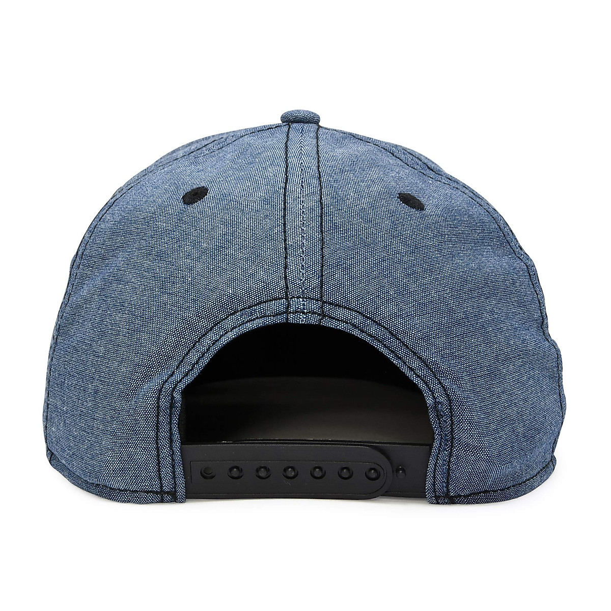 DALIX Premium Flat Bill Baseball Cap Structured Hat Snap Back Chambray in Navy Blue