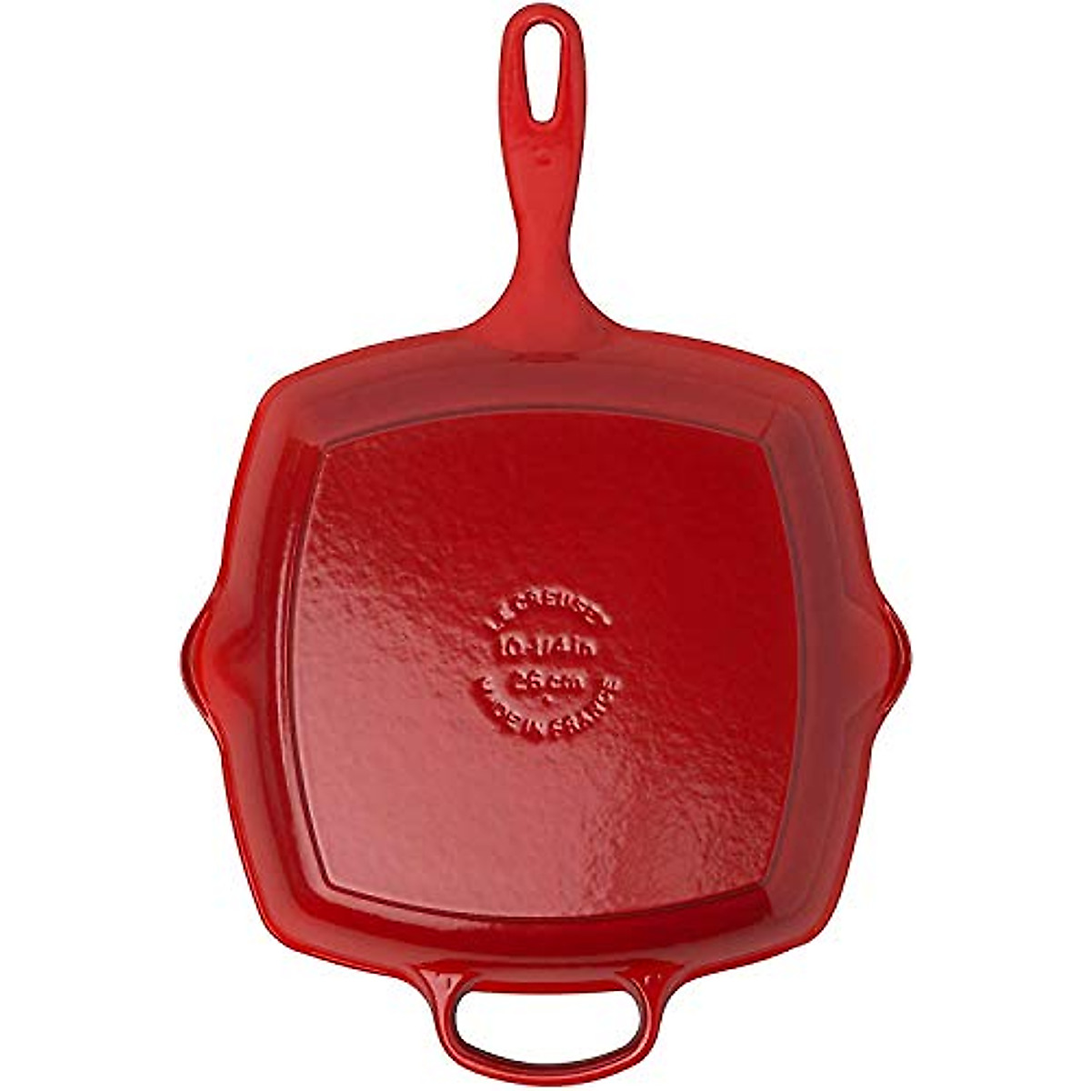 Le Creuset Enameled Cast Iron Signature Square Skillet Grill, 10.25", Cerise