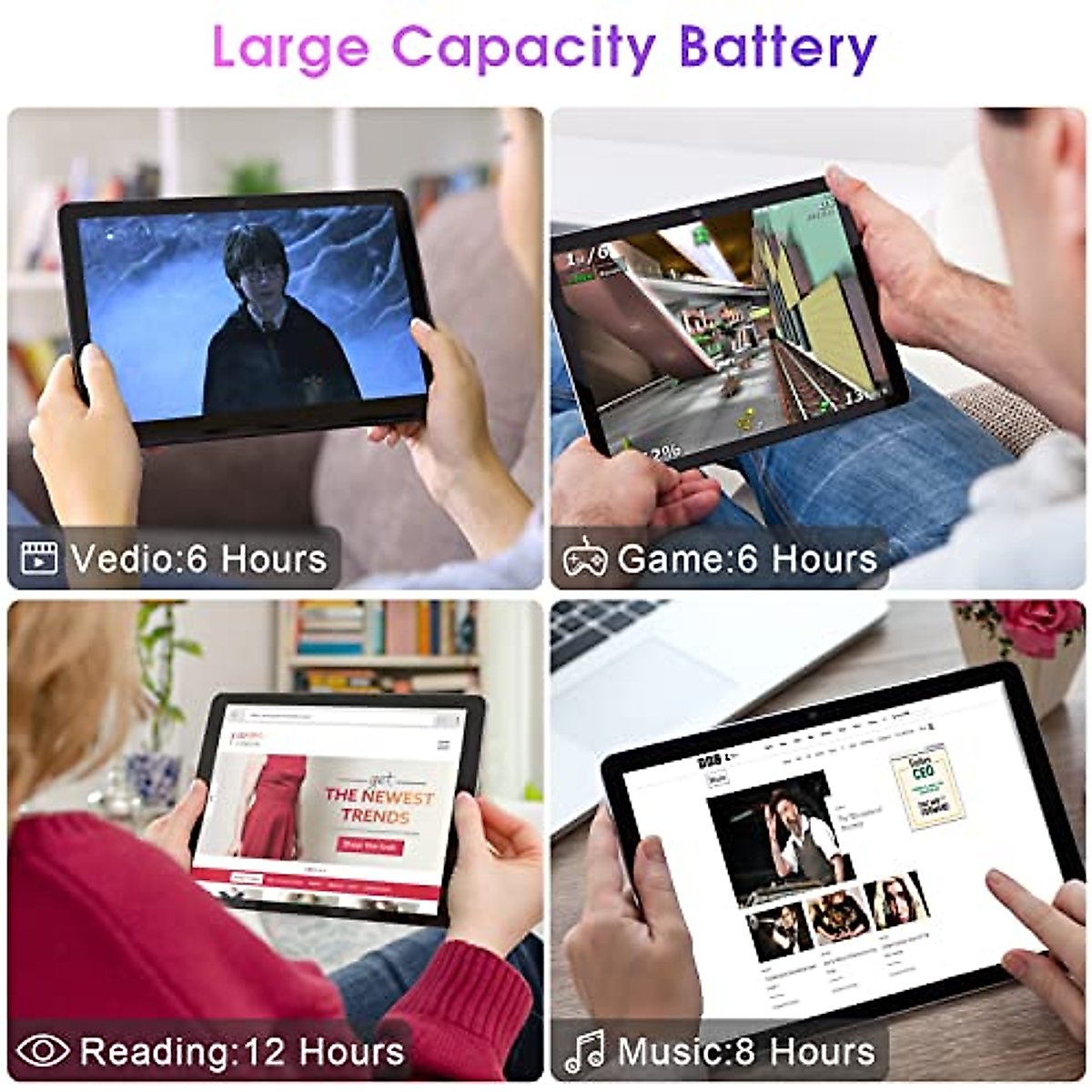 Tablet 10 inch Android Tablets丨WeTap Android 12 Tablet, 3GB RAM 64GB ROM, 2MP+8MP Camera, 1280x800 IPS Google Tablets, Quad-Core Processor Tablets, Wi-Fi Bluetooth 5000mAh Long Lasting Battery Silver