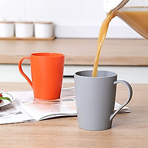 Hawnn Coffee Mugs Set of 6, Plastic Coffee Cups Set, 12 Ounce Unbreakable Coffee Mug Plastic with Handle, 3 Basic Colors, Reusable Plastic Mug Dishwasher Safe