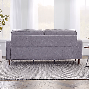 Edenbrook Lynnwood Upholstered Sofa - Couch for Living Room Office or Bedroom - Mid-Century Modern Design Furniture - Buttonless Tufting - Simple Assembly - Includes Bolster Pillows - Light Gray
