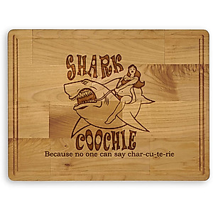 Shark Coochie Board Funny Maple Charcuterie Board - Multiple Designs and Personalization options