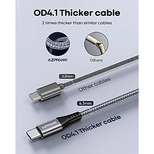 AZPPANXI 20 FT USB C Cable, Extra Long USB C Cable Fast Charging |𝐏𝐫𝐞𝐦𝐢𝐮𝐦 𝐃𝐮𝐫𝐚𝐛𝐥𝐞| Nylon Braided USB A 2.0 to Type C Cable Charger Cord Compatible with Moto LG Pixel and More, Gray