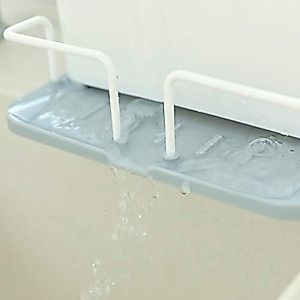 KeFanta Sink Counter Caddy, Plastic Dish Sponge Holder, Kitchen Brush and Scrubber Organizer with Drain Tray