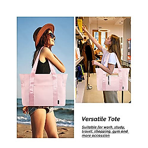 Prite Tote Bag for Women Weekender Bag with Laptop Compartment for Work Nurse School Travel Gym (Pink)