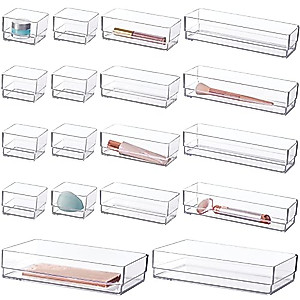STORi SimpleSort 18-Piece Stackable Clear Drawer Organizer Set | Multi-size Trays | Makeup Vanity Storage Bins and Office Desk Drawer Dividers | Made in USA