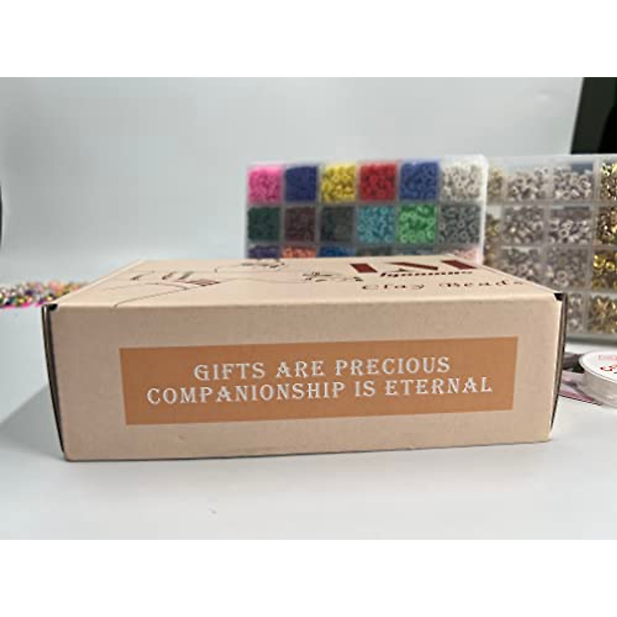 Lynnmos Clay Beads 8000 Pcs 2 Boxes Bracelet Making Kit - 24 Colors Polymer Clay Beads for Bracelet Making Set - Heishi Disc Beads for Jewelry Making kit with Charms and Gift Pack for Girls