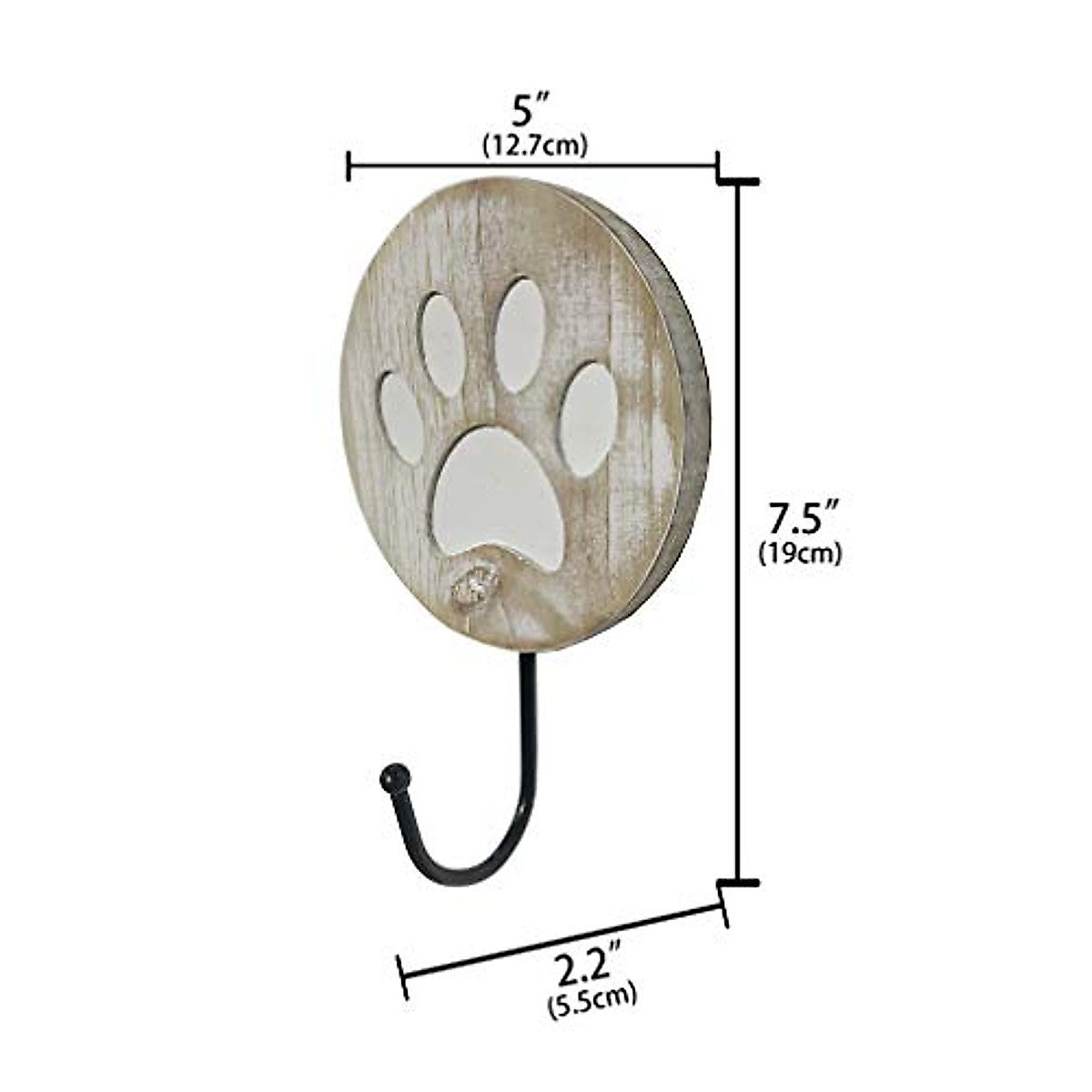 dwellington Vintage Style Dog Paw Wall Mounted Coat Rack Rustic Farmhouse Leash Holder Wall Hanging Hooks