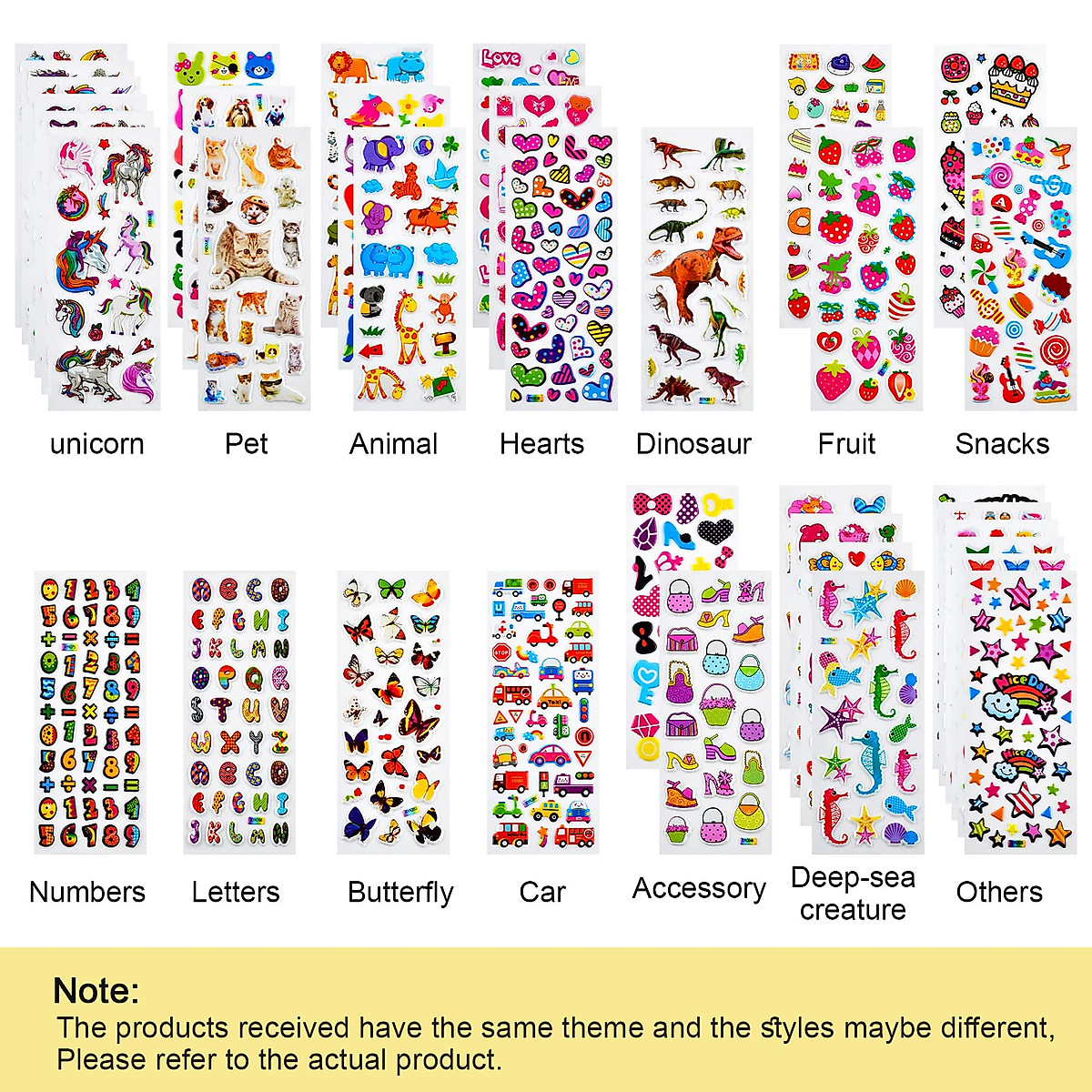 Habett 3D Stickers for Kids & Toddlers, 920+ 3D Puffy Stickers 36 Different Sheets Including Animals, Letters, Numbers, Dinosaurs, Cars and More for Boys, Girls, Teachers, Reward, Craft Scrapbooking