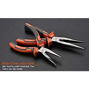 Edward Tools Pro-Grip Needle Nose Pliers 6” - Hard Carbon Steel Jaws - Spring Loaded Design for Easier Use - Ergo Soft Handle with Safety Ridge - Long Reach for Home, Fishing, Jewelry, Crafts (1)