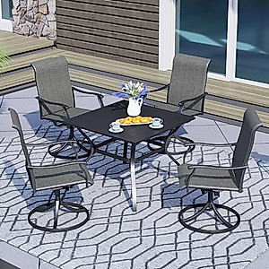 Anmutig Patio Swivel Dining Chairs Set of 4, Outdoor Metal Chair with Textilene Mesh Fabric Patio Furniture Set Porch Chairs with Metal Rocking Frame for Lawn Garden Backyard Brown/Grey