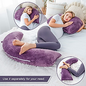 Meiz Pregnancy Pillows, Detachable Pregnancy Pillows for Sleeping, Pregnancy Body Pillow, Maternity Body Pillow for Sleeping, C Shaped Body Pillow with Velvet Cover, Dark Purple