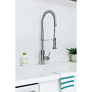 Miseno MNO281SS Miseno MK281A Professional Series Pre-Rinse Kitchen Faucet with Multi-Flow Spray Head - Includes Optional Deck Plate