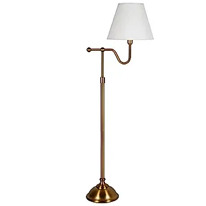Wellesley 63" Tall Floor Lamp with Fabric Shade in Brass/White