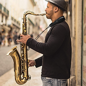 Rinastore Saxophone Strap Genuine Leather Sax Neck Strap with Soft Thick Pad for Soprano Tenor Alto Sax and Clarinets Oboes1