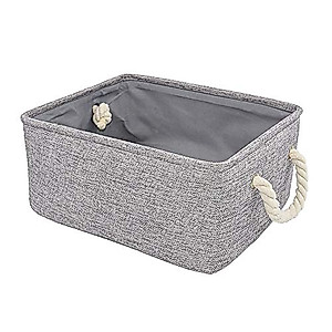 Decorative Storage Basket Bin with Lip, Collapsible Storage Box for House Organizer. (12.2 x 8.3 x 5.1inch, Grey)