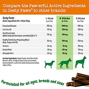 Zesty Paws OraStix for Dogs - Aller-Immune Sticks with Hemp Seed Turmeric EpiCor Pets Fish Oil Supports Immune Function Seasonal Allergies Skin Health Healthy Teeth Gum Blend 25oz