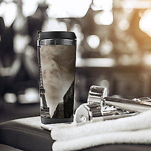 DWVSFJM Paris Eiffel Tower Insulated Tumbler Stainless Steel Double Wall Vacuum Travel Mug Insulated Metal Mug Large Capacity Car Cup Reusable Coffee Cup with Lid Gifts