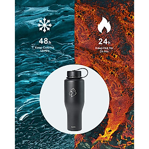 BUZIO 40 oz Insulated Water Bottle with 40 oz Insulated Tumbler Travel Flask Metal Canteen, Keep Cold for 48 Hrs, Hot for 24 Hrs