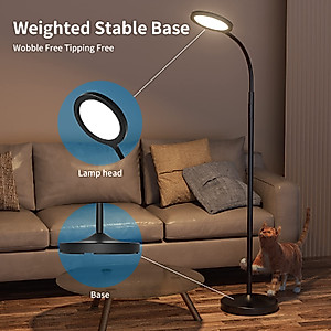 luckystyle Floor Lamp,Super Bright Dimmable Led Floor Lamps for Living Room, Custom Color Temperature Standing Lamp with Remote Push Button, Adjustable Gooseneck Reading Floor Lamp for Bedroom Office