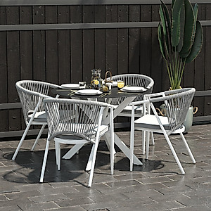 CosmoLiving by Cosmopolitan 88289WHGE Circi Collection Dining Table with Glass Top, White