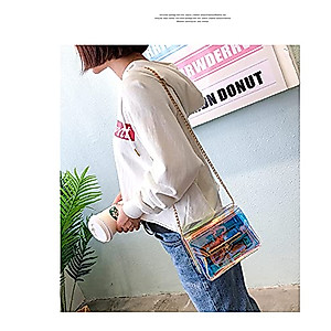 Limmuchi Holographic Shiny Clear Purse Messenger Bag Chain Crossbody Shoulder Bag for Women and Girls (Clear Bag)