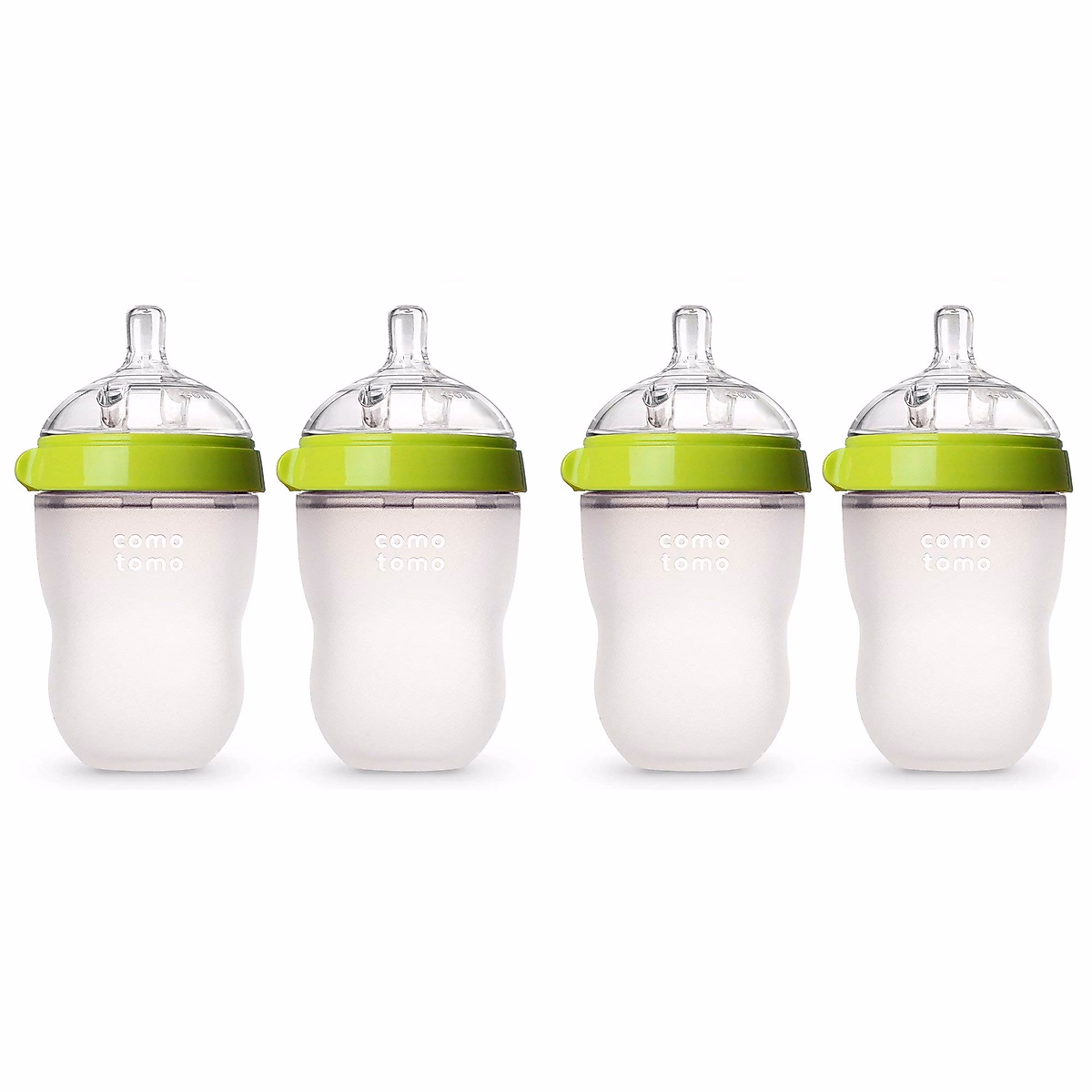 Comotomo Baby Bottle, Green, 8 Ounce, 4 Count (2 Pack)