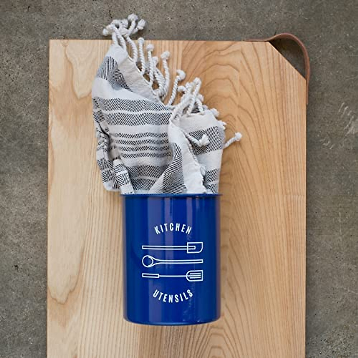 Now Designs Powder-Coated Steel Utensil Crock, Navy